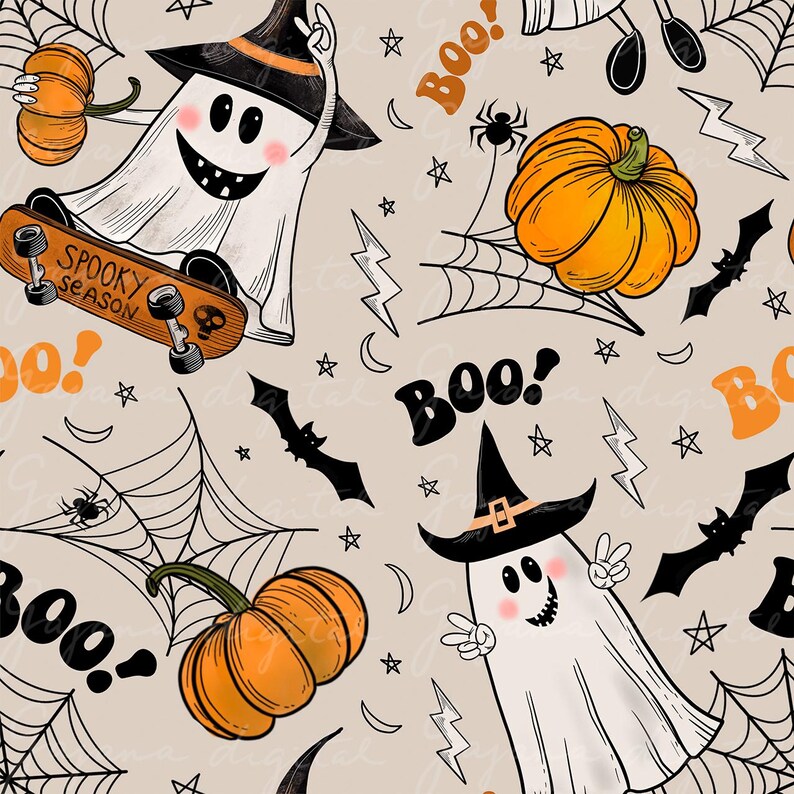 Halloween Background, Seamless Halloween, Cute Ghost Pattern, Kids ...