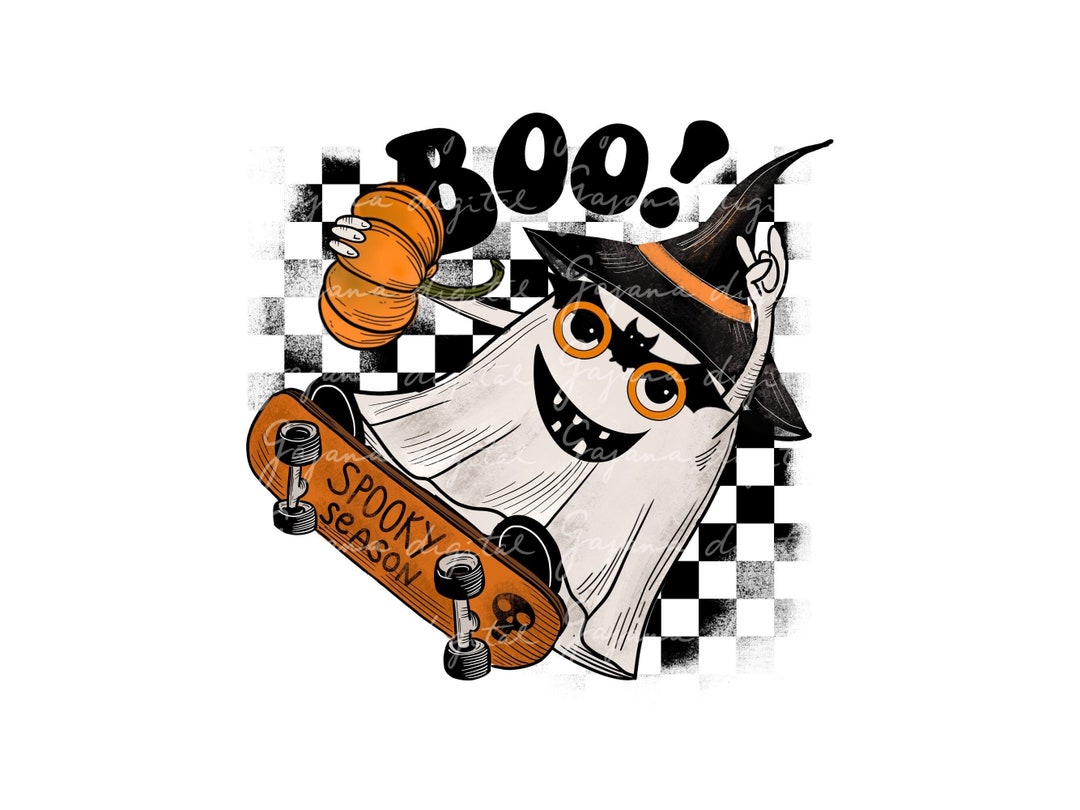 Ghost Skate PNG Checkered PNG, Ghost Skateboard Png, Sublimation Design ...