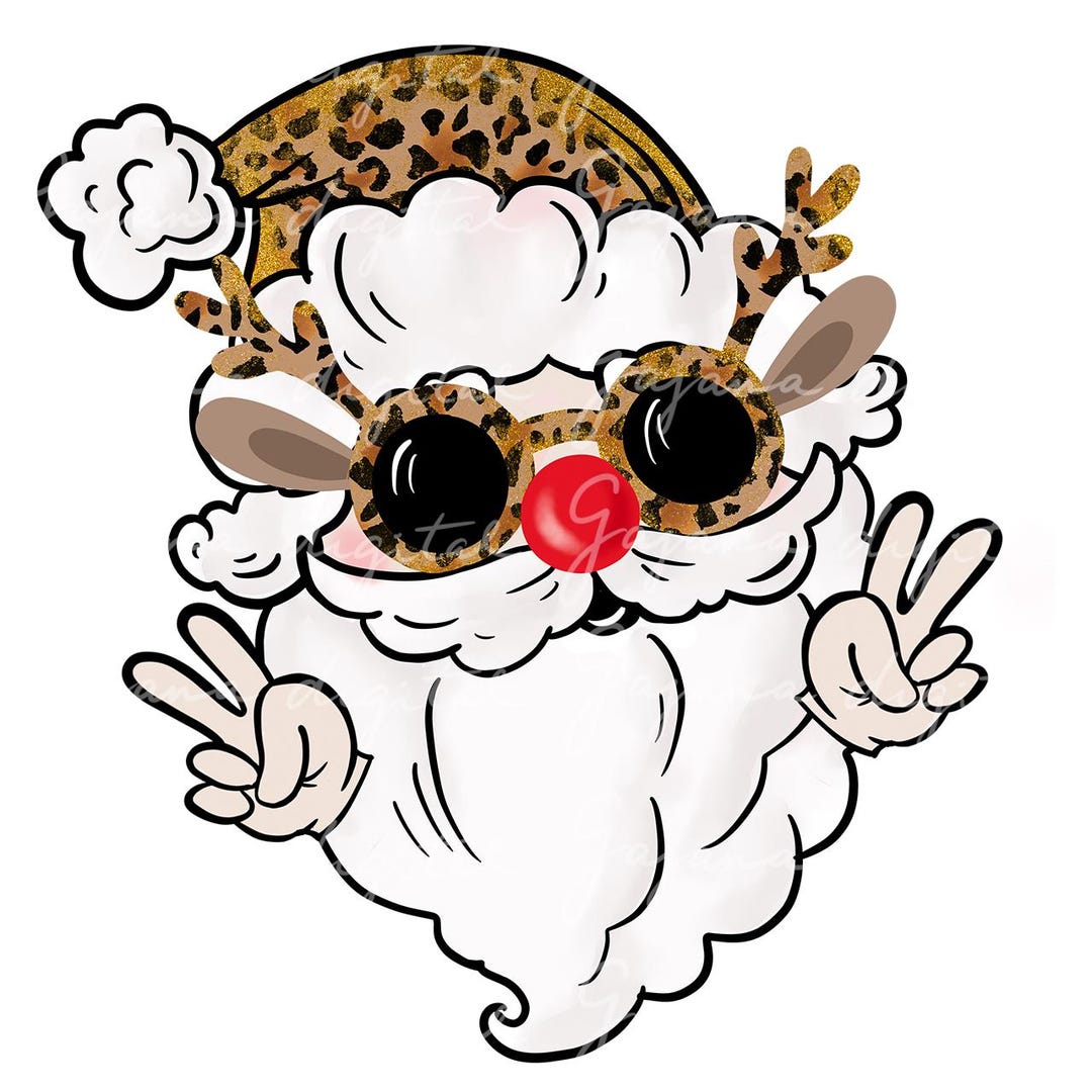 Funny Santa PNG, Leopard Santa PNG, Merry Christmas PNG, Santa With ...