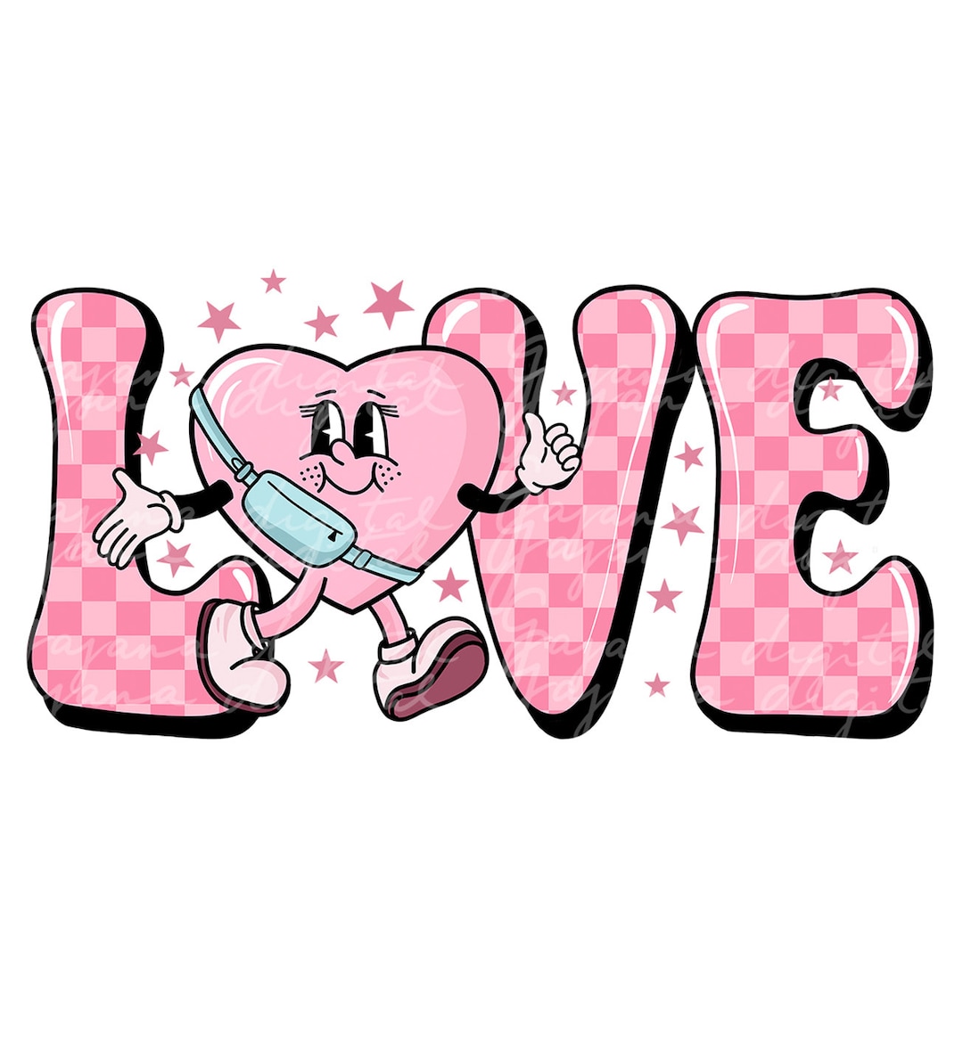 Love Retro PNG, Love Valentine Png, Love Heart Retro Design, Trendy PNG ...