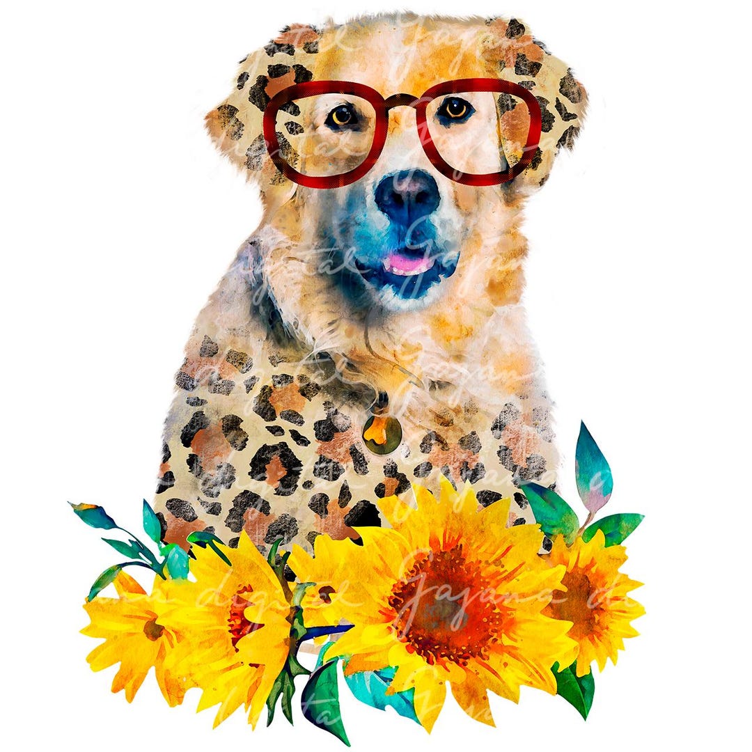 Golden Retriever PNG - Flower Dog Design, Dog Lover Png, Sunflower Dog ...