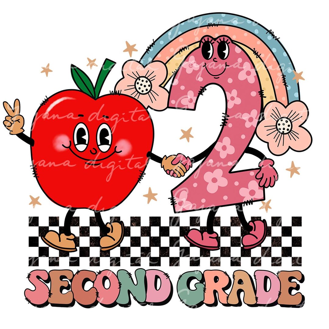 Second Grade PNG Groovy School Design, Digital Download, 2nd Grade ...