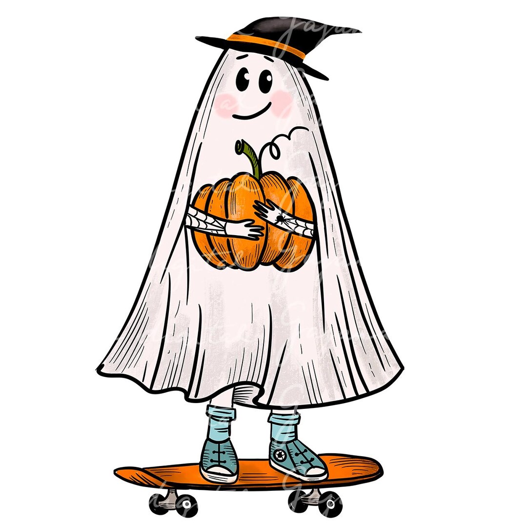Ghost Skateboard PNG - Halloween Ghost PNG, Kids Halloween Png, Funny ...