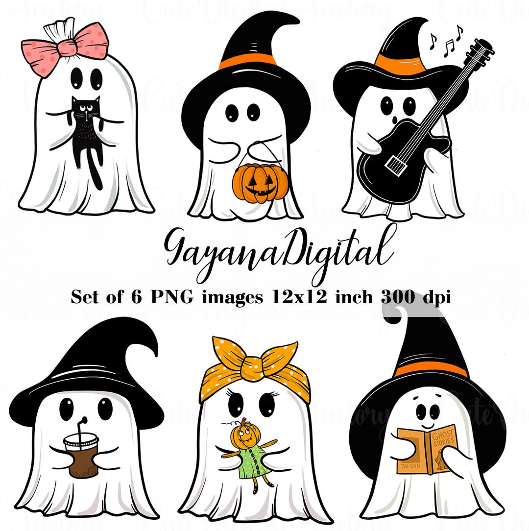 Cute. Ghosts Halloween Clipart, Ghosts Png, Spooky Season Png, Digital ...