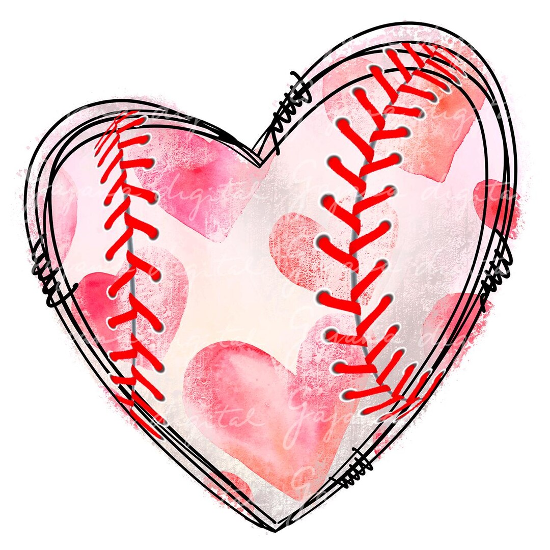 Baseball Heart PNG: Girly Sports Sublimation Design (digital Download ...