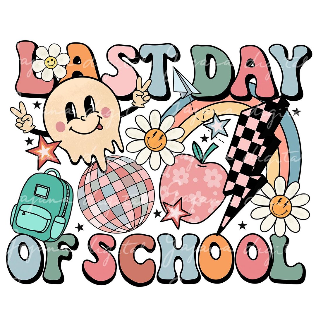 Last Day of School PNG, Hello Summer PNG, Groovy School PNG, Summer ...