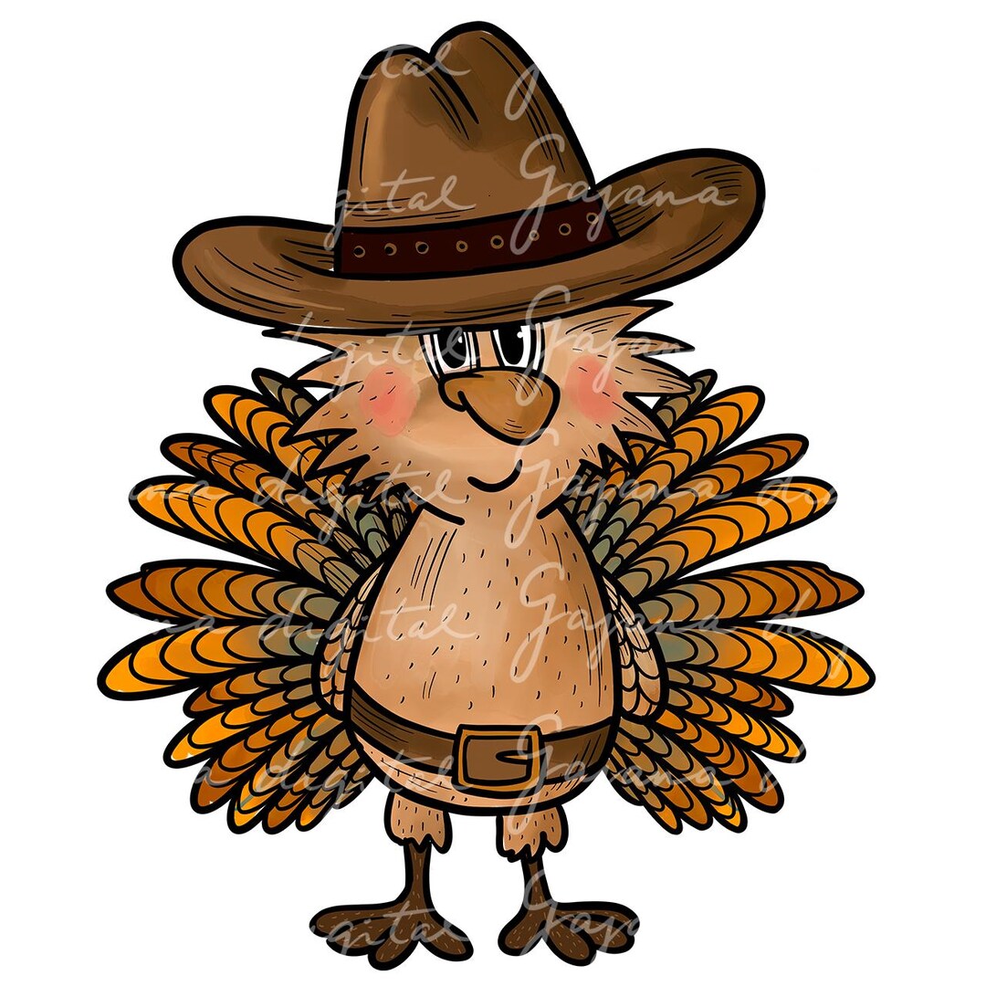 Cowboy Turkey PNG, Thanksgiving PNG, Western Turkey PNG, Sublimation ...