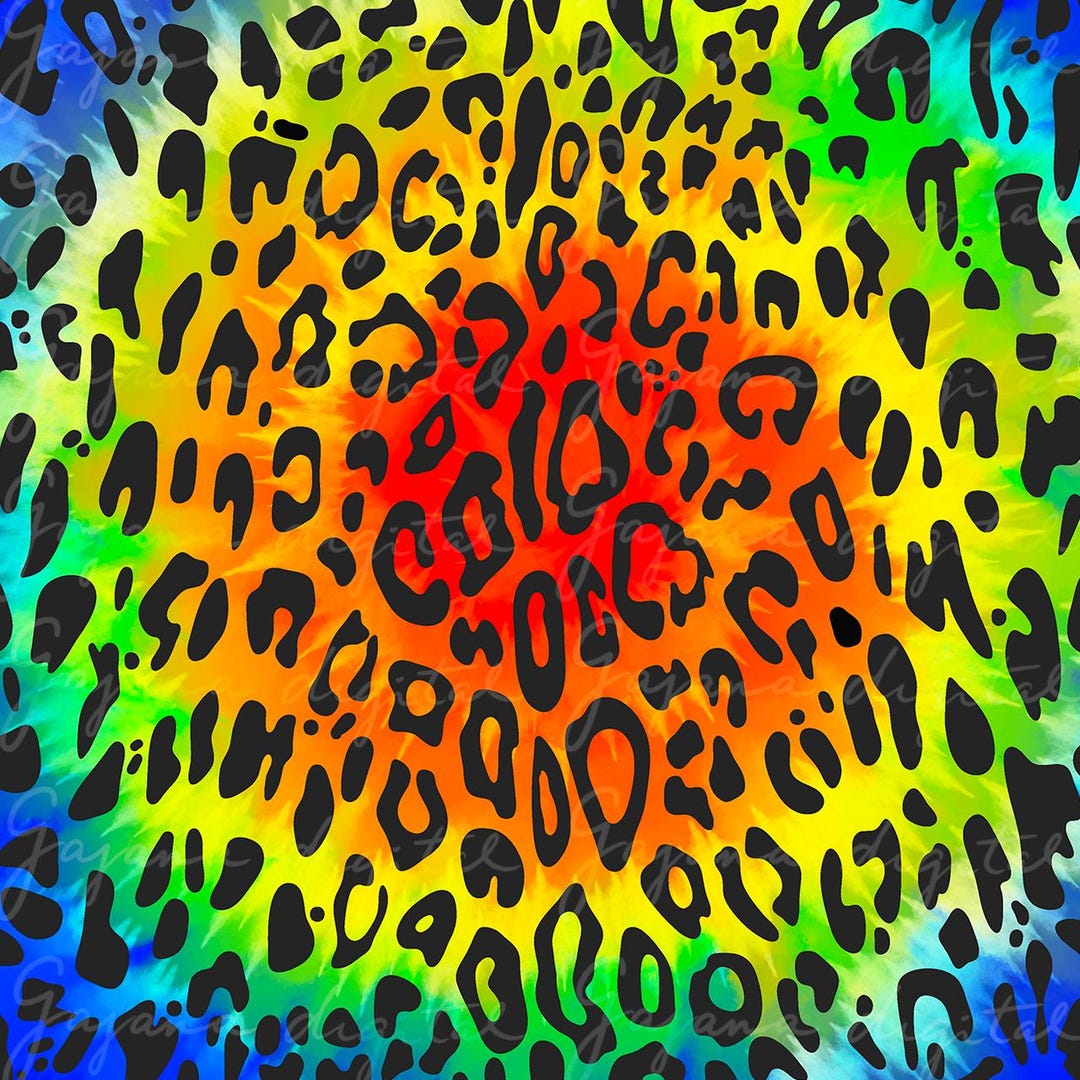 Rainbow Leopard PNG, Bright Animal Print, Tie Dye Leopard PNG, Digital ...