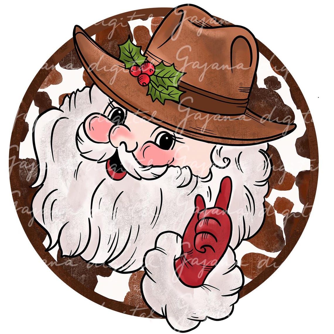 Cowboy Santa PNG Digital Design, Retro Cowboy Christmas Png, Santa ...