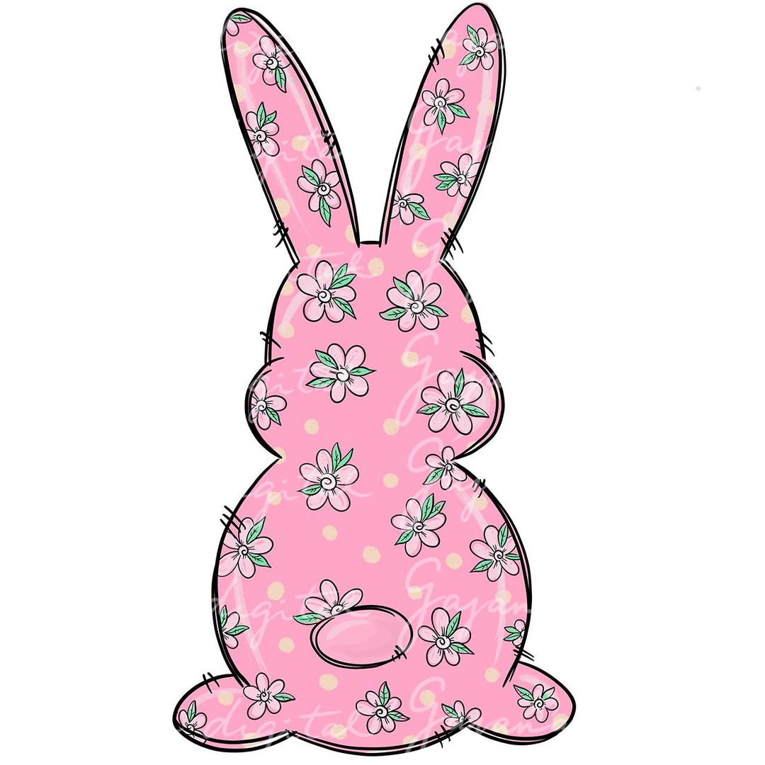 Floral Easter Bunny PNG: Pink Spring Design (digital Download) - Etsy