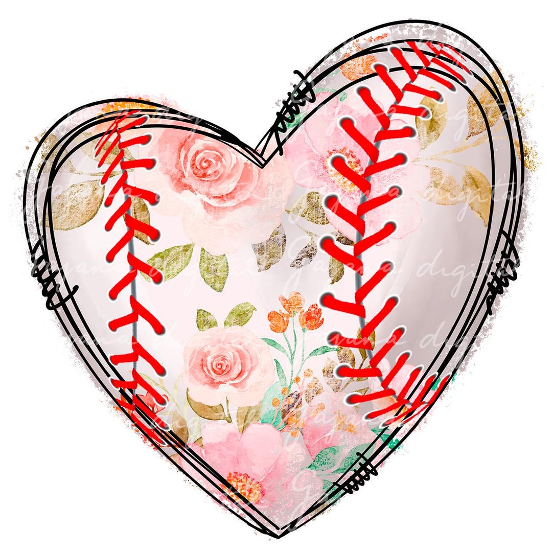 Baseball Heart PNG, Girly Baseball PNG, Summer Design, Valentines Day ...