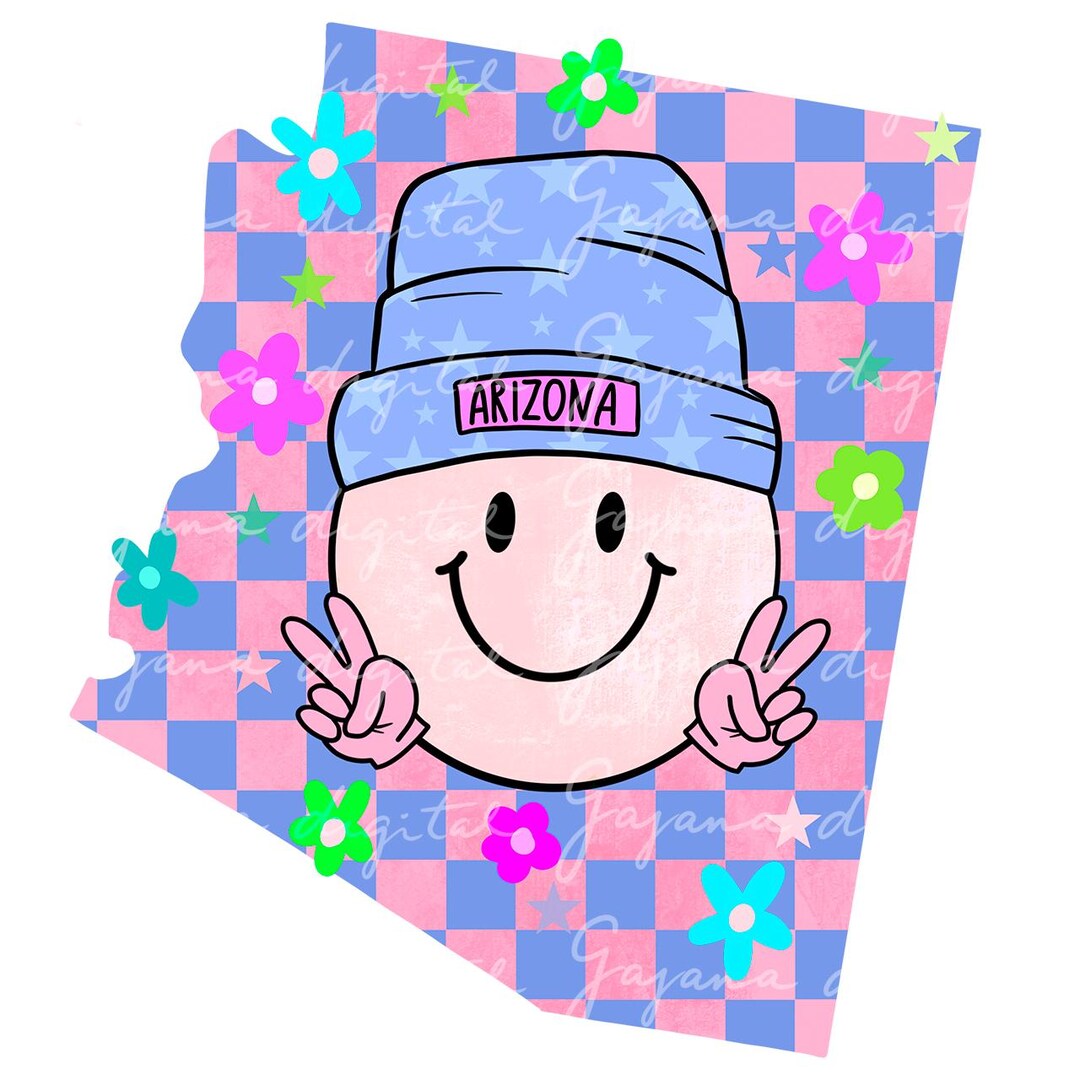 Arizone State PNG, Smiley Face PNG, Retro Arizona PNG, Digital Download ...