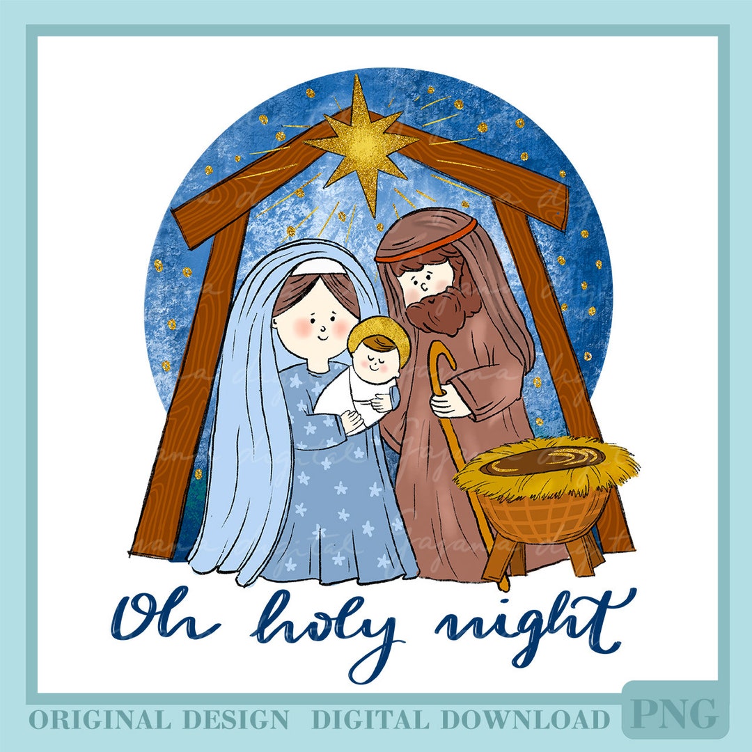 Oh Holy Night PNG Baby Jesus Design, Nativity Scene Png, Christian ...