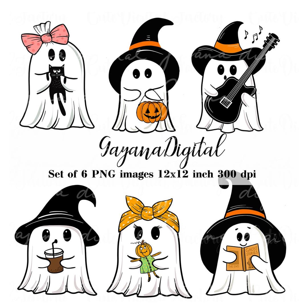 Ghost Clipart Png Digital Design, Fall Halloween Clipart Png, Cute Boo ...