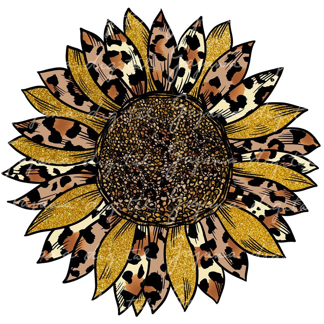Leopard Sunflower PNG - Western Design, Glitter Sunflower, Leopard ...