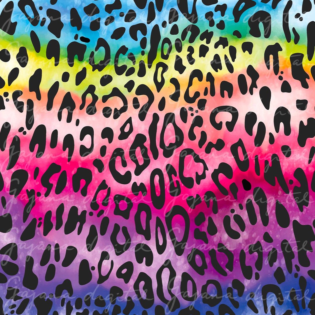 Rainbow Leopard Print Background: Colorful Cheetah Design (PNG Digital ...