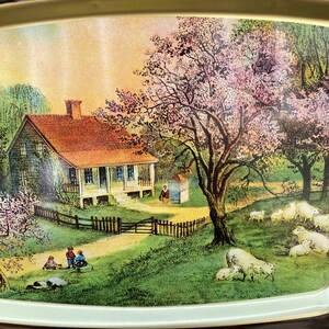 AMERICAN HOMESTEAD SPRING Currier & Ives 1868 / Metal Decorative Tray ...
