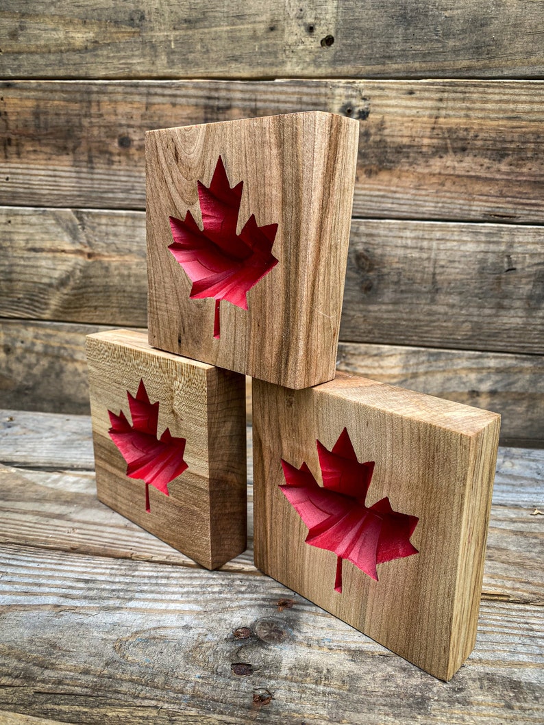 Maple Leaf Decor Blocks - Etsy