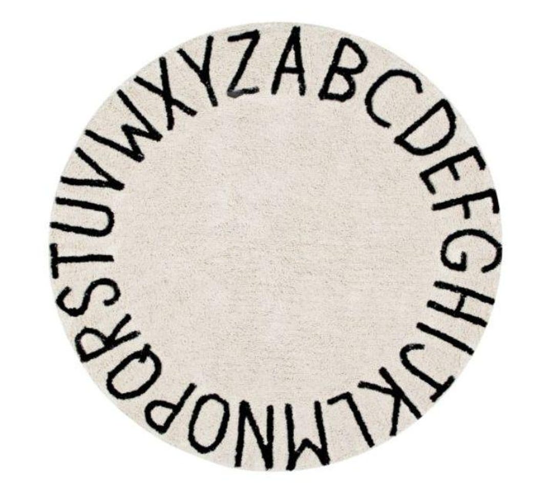 Round Alphabet Rug - Hand-tufted Kids Room Carpet, Soft Nursery Play ...