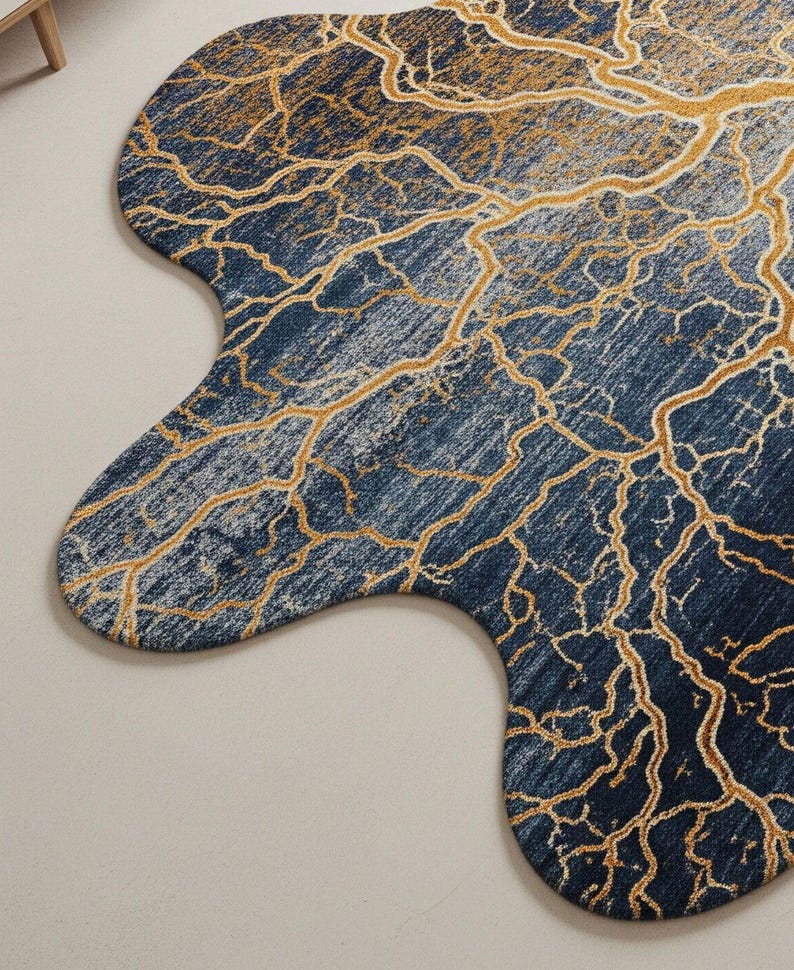 Irregular Abstract Rug Hand-tufted Rug 100% Wool Handmade Area Rug ...