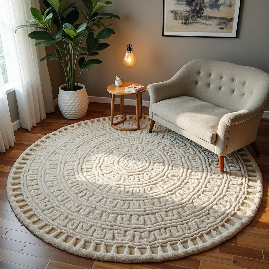 Hand-tufted Wool Round Rug, Modern Geometric Design - Etsy Australia