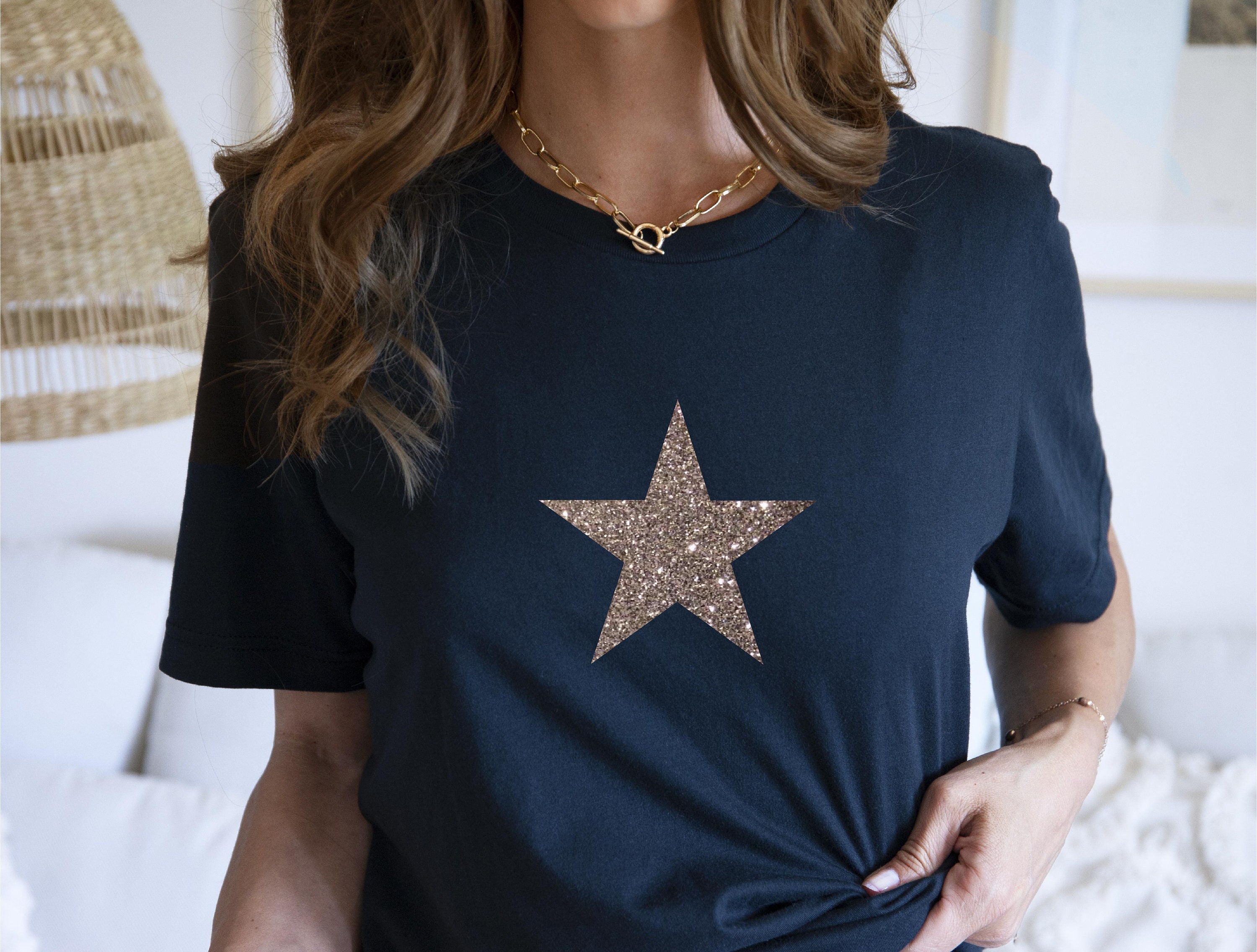 Silver Glitter Star T-shirt: Soft Cotton Unisex Tee - Etsy UK