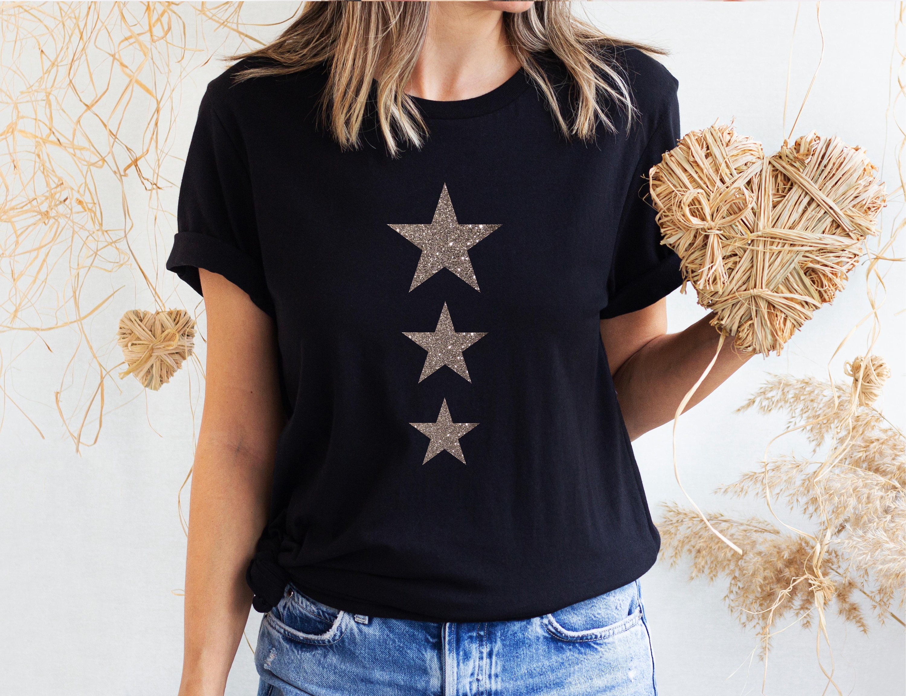 Silver Glitter Star T-shirt: Soft Cotton Unisex Tee - Etsy UK
