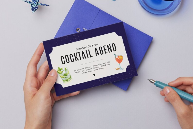 Personalized Voucher for a Cocktail Evening • Template for Printing ...
