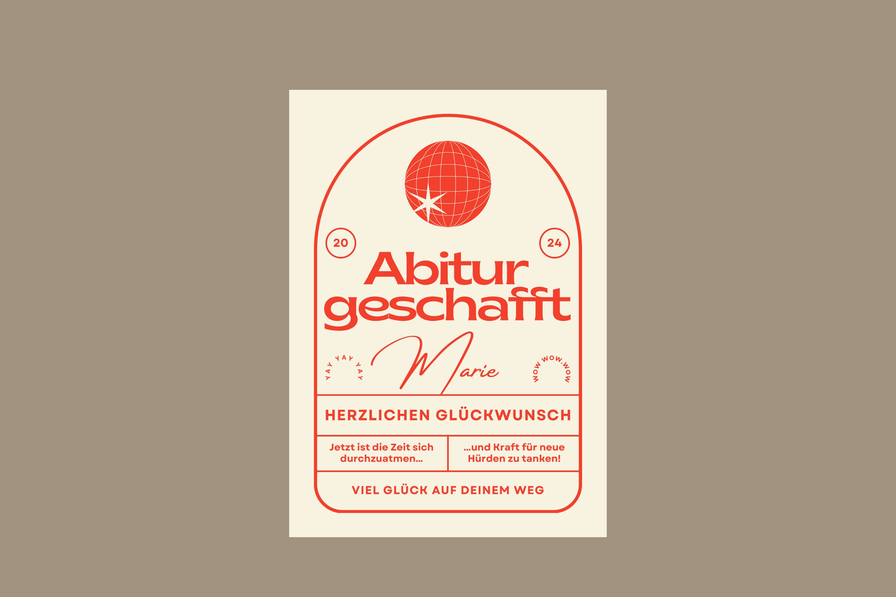 Personalized Card for the Abitur 2024 Template for Printing ...