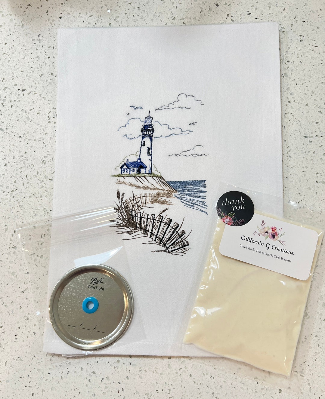 Sourdough Starter, Fermentation Lid and Lighthouse Tea Towel Set - Etsy