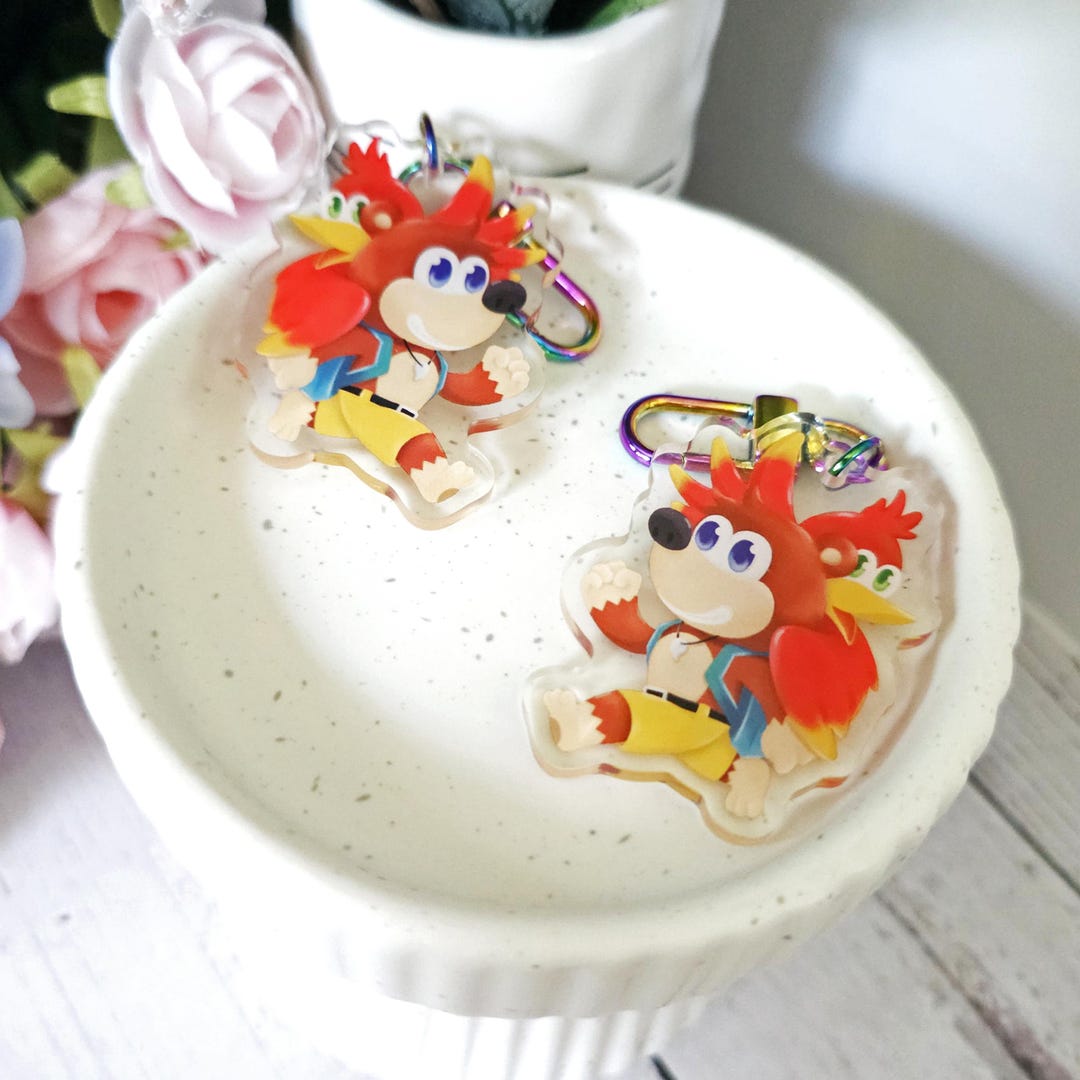 Bear and Bird / 2" Acrylic Keychain / Double-sided Design / Video Games ...