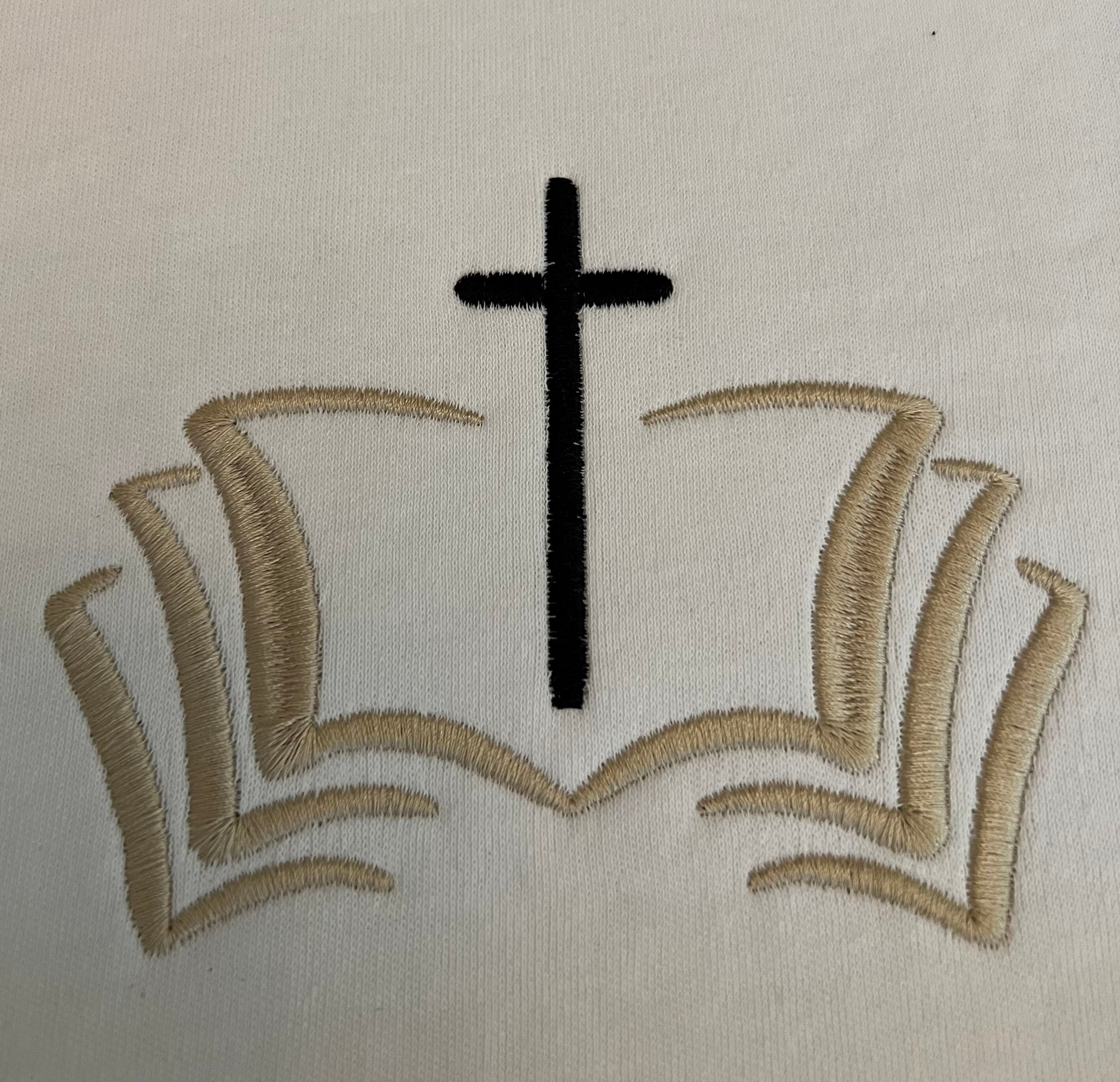 Bible and Cross Embroidery Design, Religious Design, Cross With Bible ...