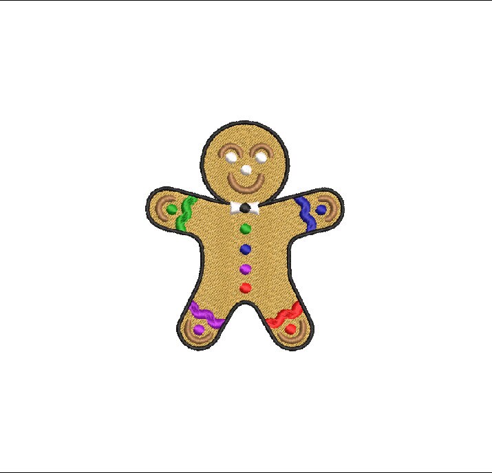 Gingerbread Man, Machine Embroidery Design, Multiple Color File, 3 ...
