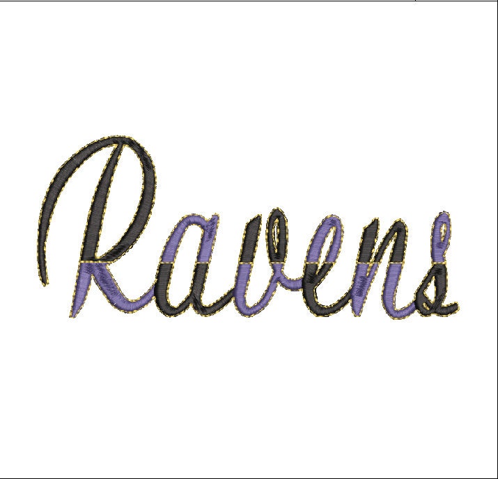 Ravens Split Letters and Colors, Embroidery Design, Machine Embroidery ...