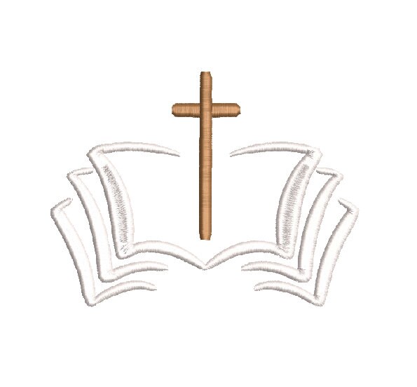 Bible and Cross Embroidery Design, Religious Design, Cross With Bible ...