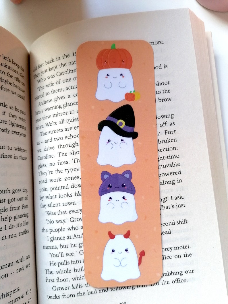 Halloween Bookmark Pumpkin Ghost Bookmark Autumn Bookmark - Etsy