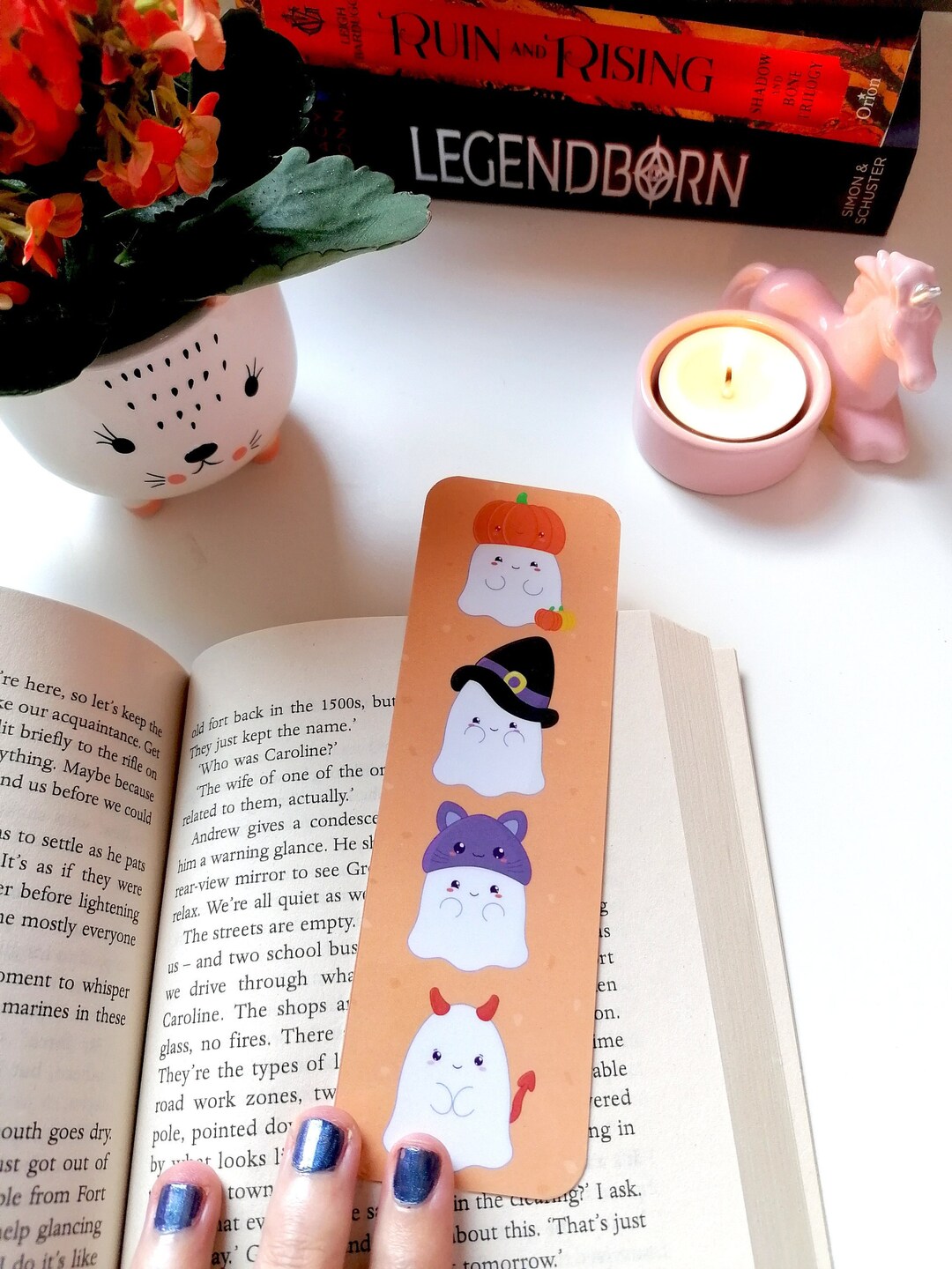 Halloween Bookmark Pumpkin Ghost Bookmark Autumn Bookmark - Etsy