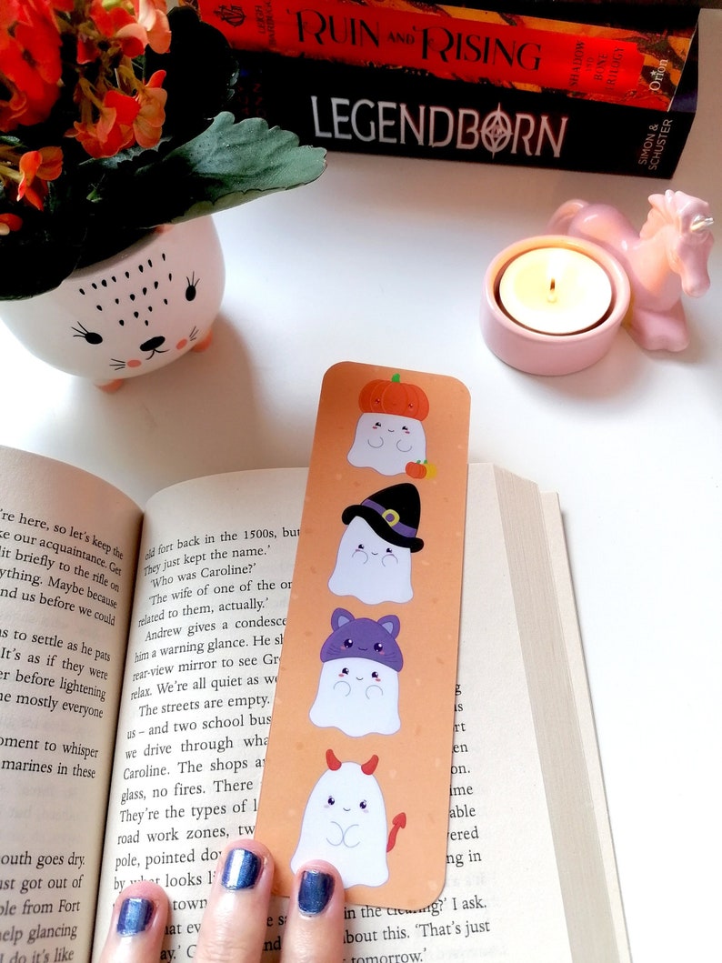 Halloween Bookmark Pumpkin Ghost Bookmark Autumn Bookmark - Etsy
