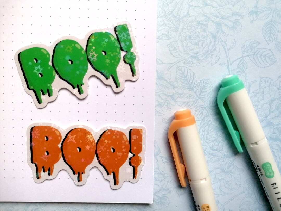 Holographic Halloween Stickers Boo Sticker Waterproof - Etsy