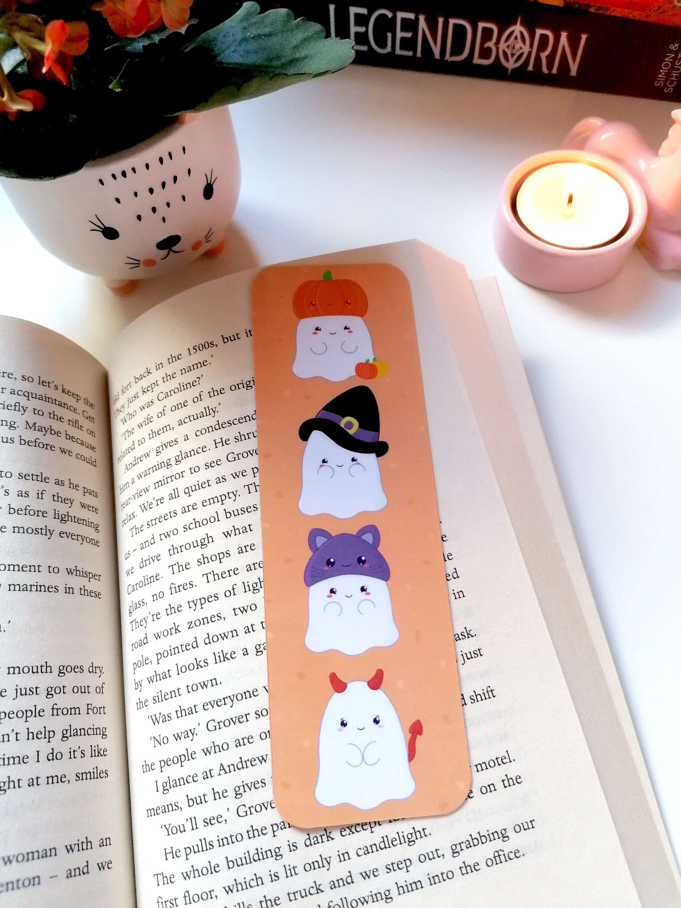 Halloween Bookmark Pumpkin Ghost Bookmark Autumn Bookmark - Etsy