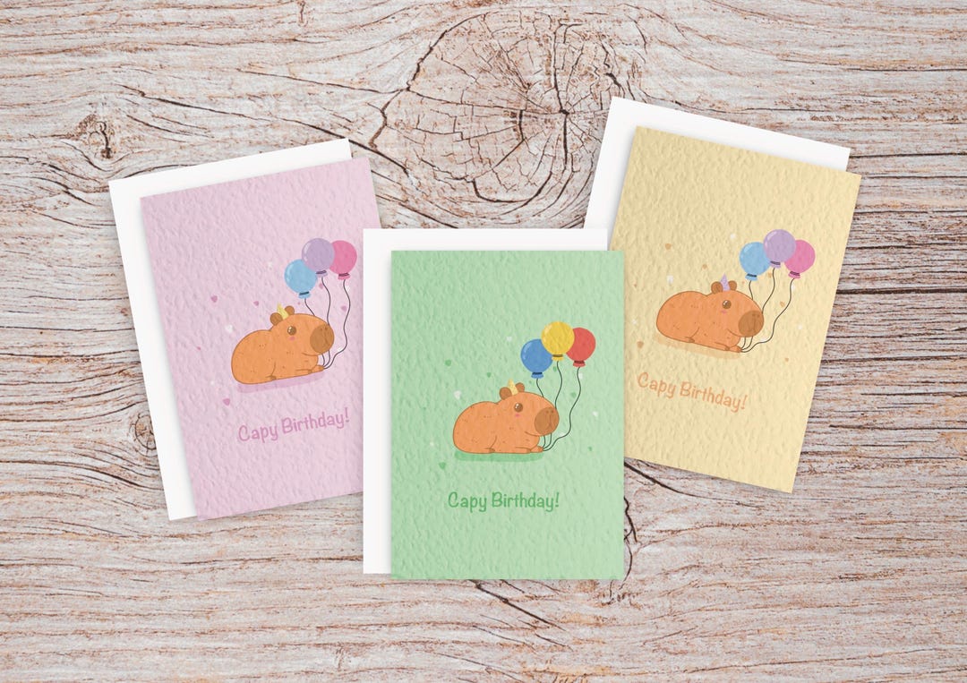 Capy Birthday Card, Capybara Birthday Card, A6 Birthday Card With ...
