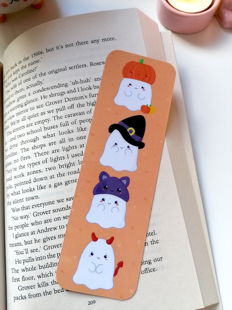 Halloween Bookmark Pumpkin Ghost Bookmark Autumn Bookmark - Etsy