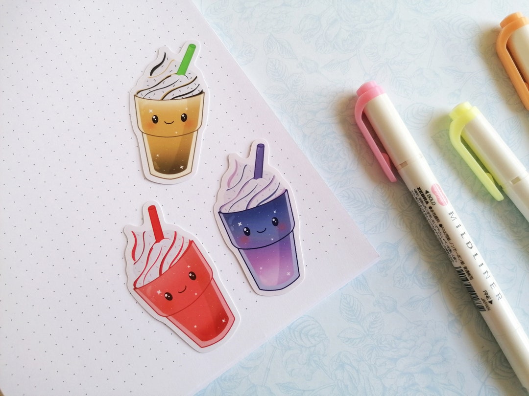 Cute Drink Stickers, Latte Stickers, Milkshake Sticker, Waterproof ...