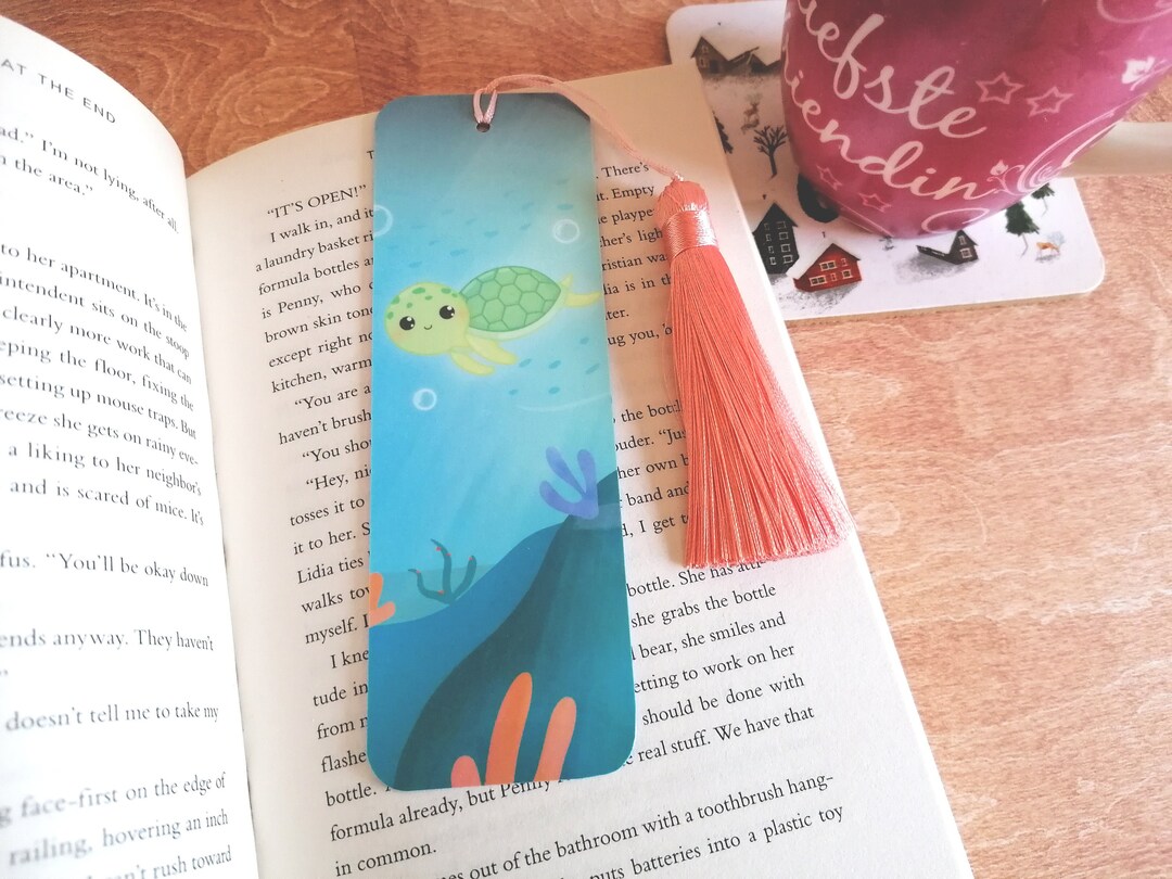 Turtle Bookmark, Laminated Bookmark With Tassel, Under the Sea Prints ...
