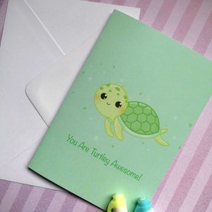 Turtle Greeting Card, A6 Card and Envelope, Funny Pun Card for Friend ...