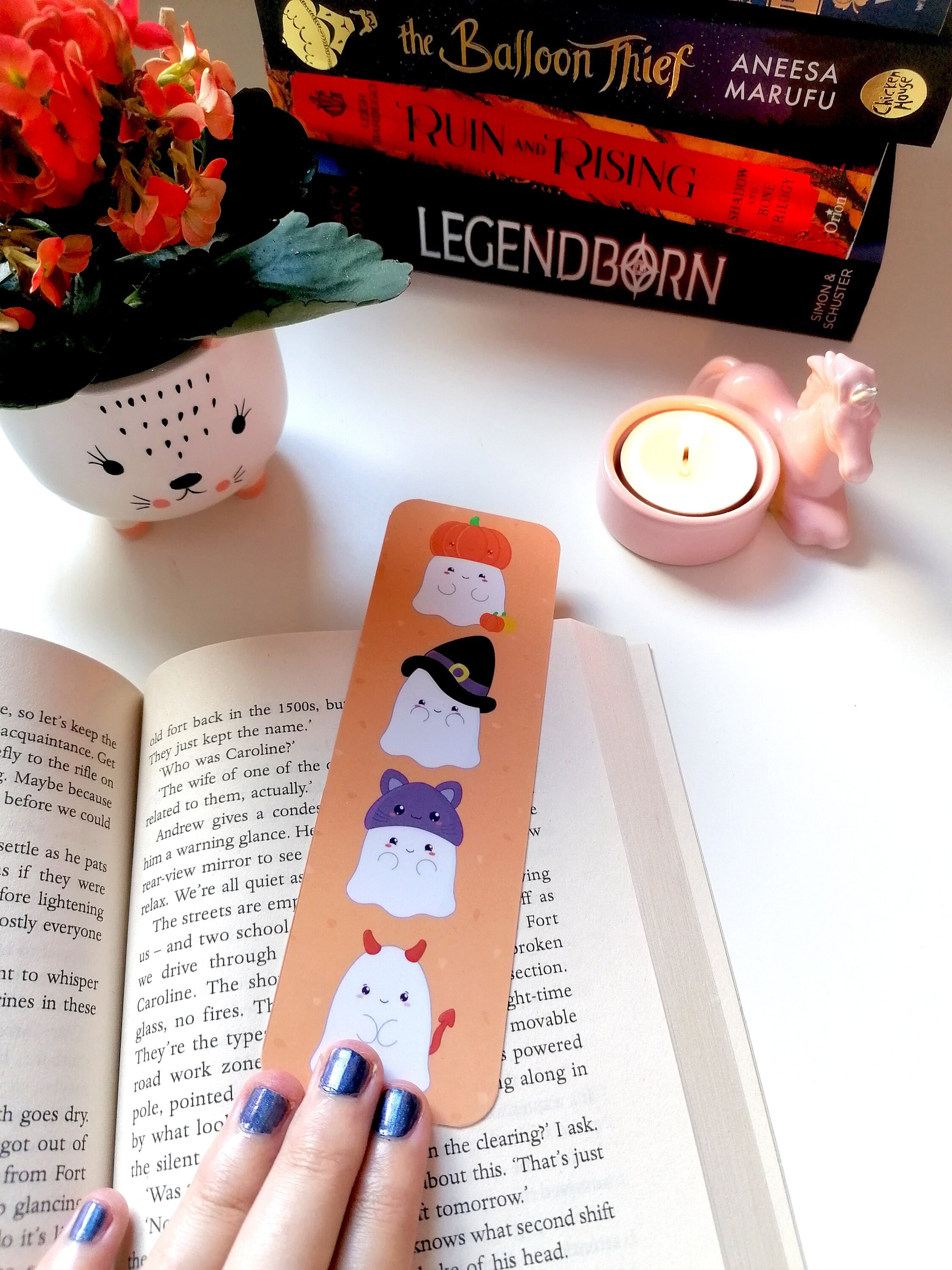 Halloween Bookmark Pumpkin Ghost Bookmark Autumn Bookmark - Etsy