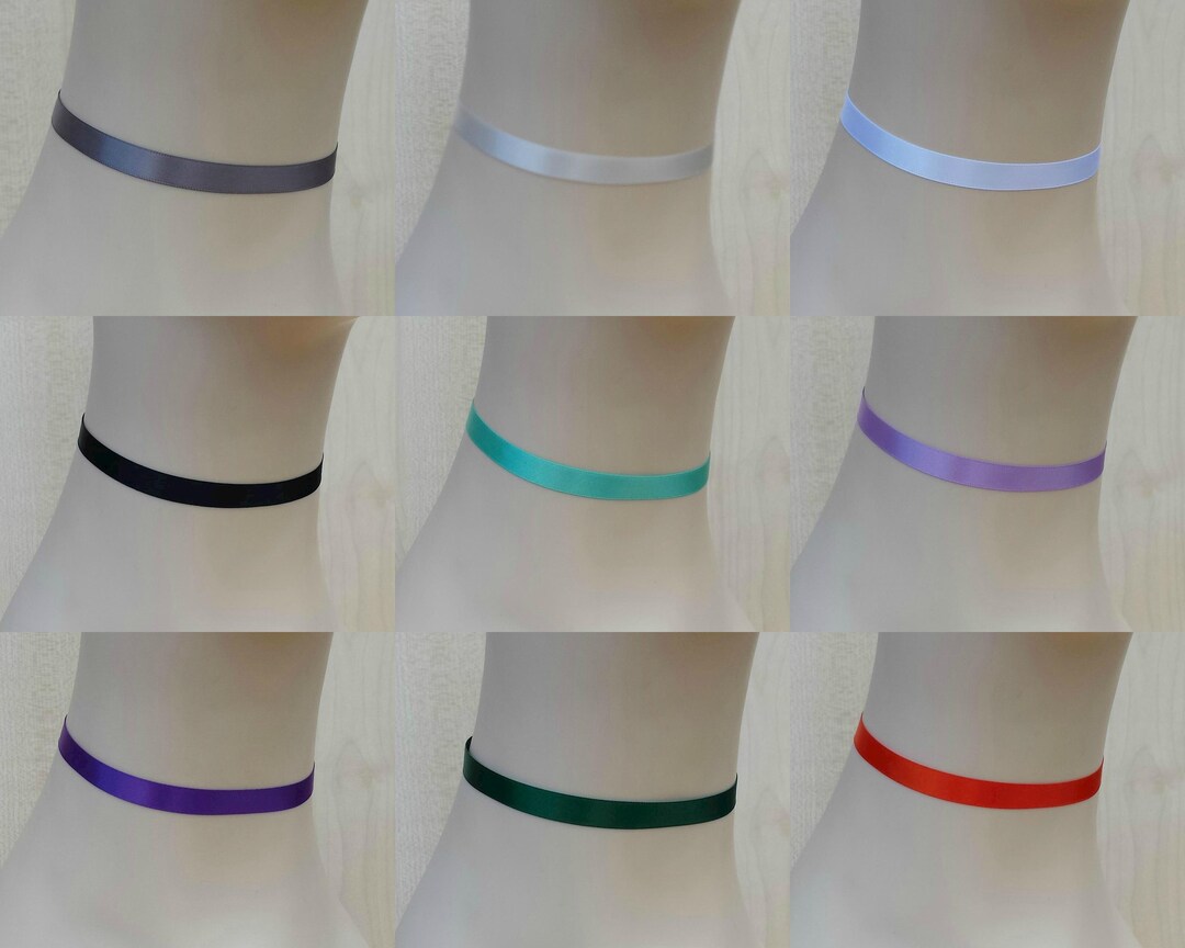 Premium Satin Choker Necklace 10mm Double Side Ribbon Stainless Steel ...