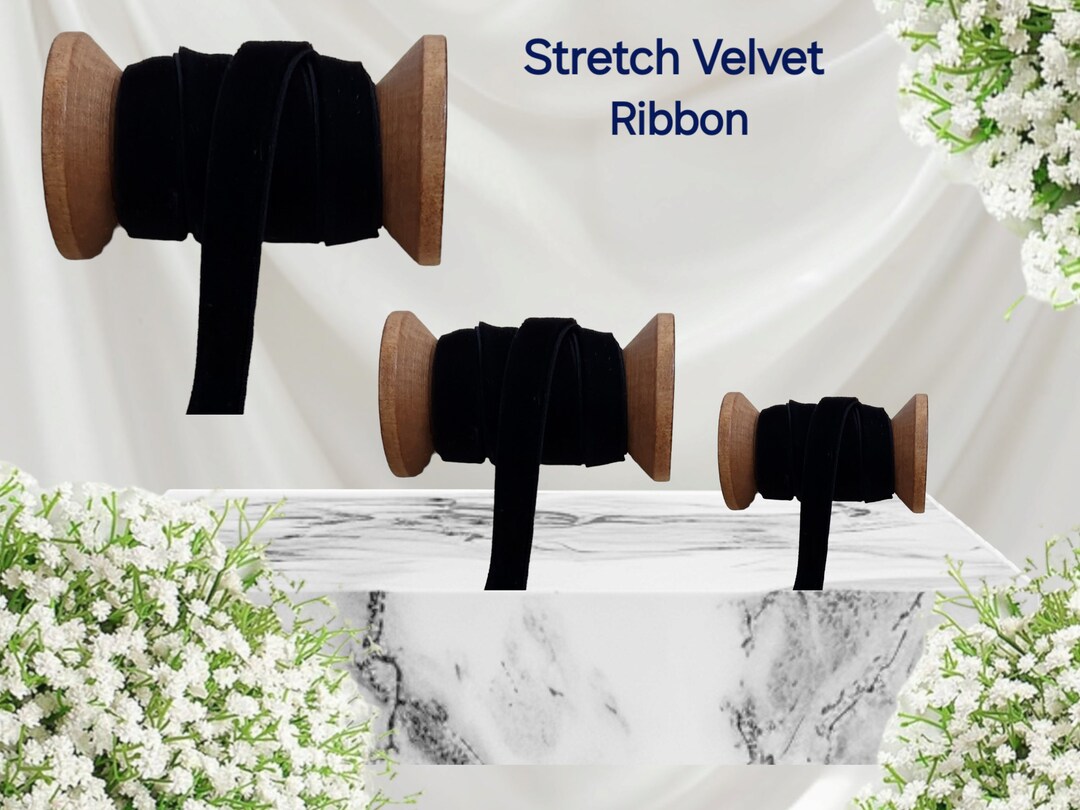 Elastic Stretch Velvet Ribbon Premium Quality for Trimming Crafts 1 ...