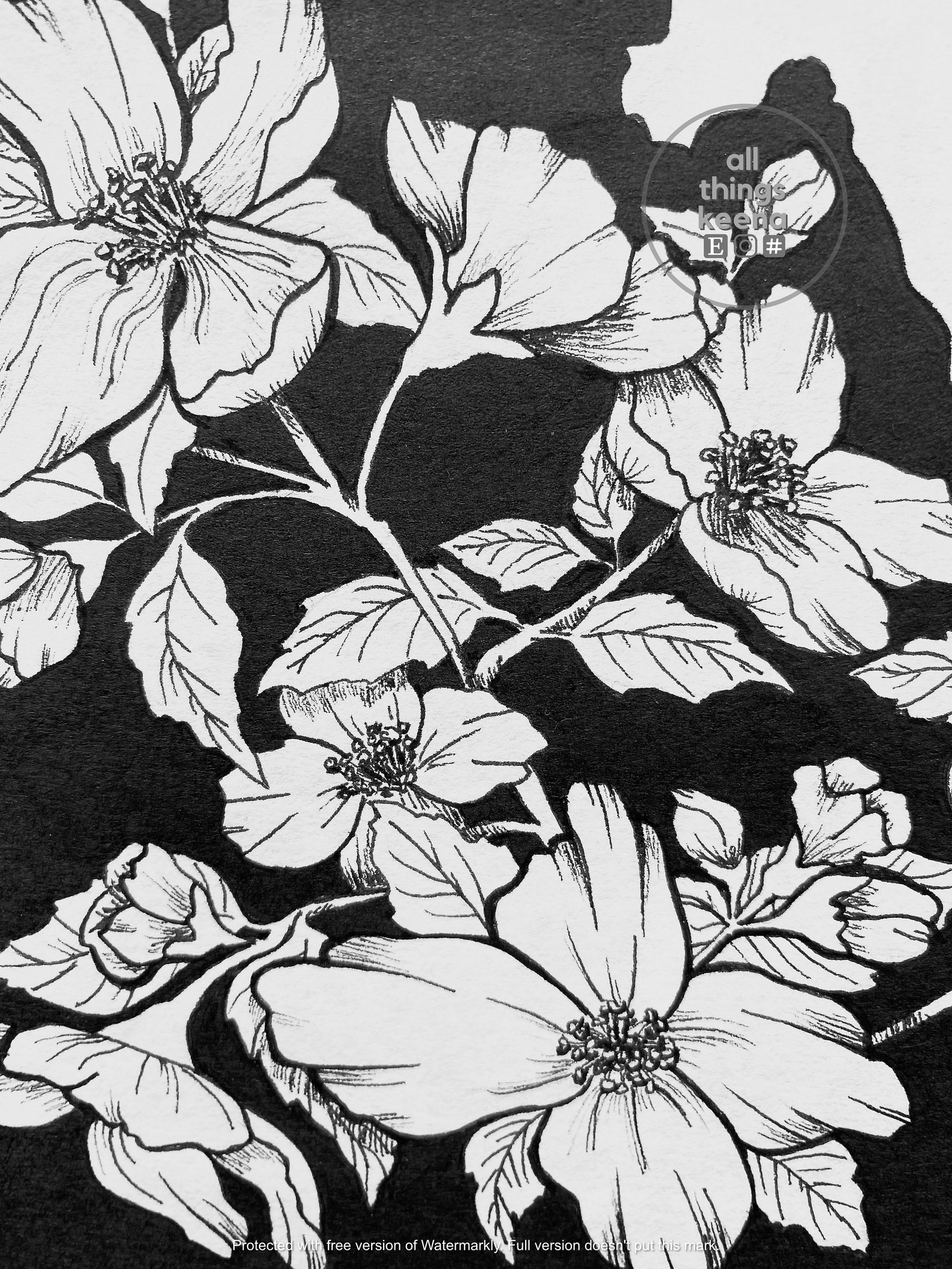 Idaho State Print With State Flower – Black and White |wall Art Decor ...