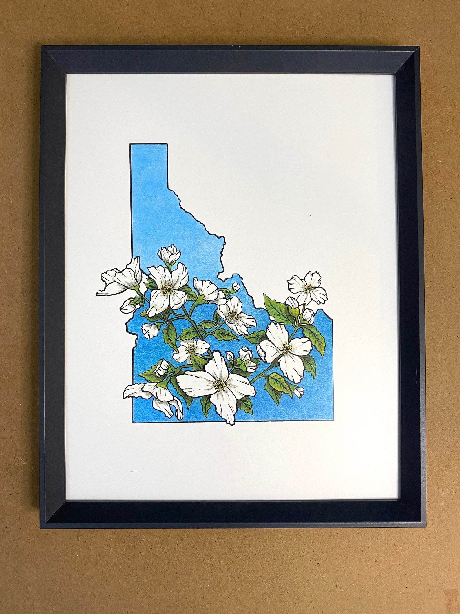 Idaho State Print With State Flower wall Art Decor Hand - Etsy UK